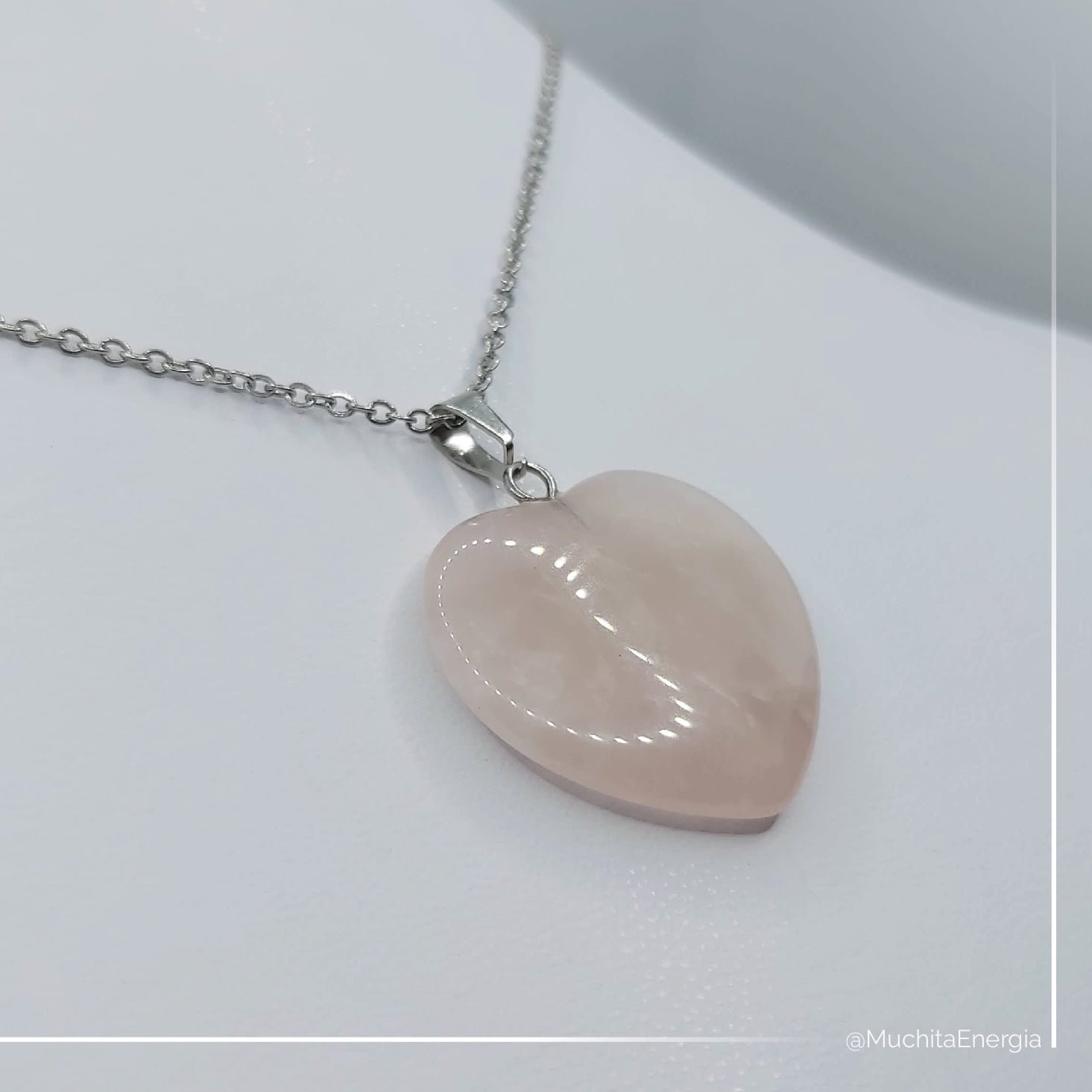 Dije Corazón Cuarzo Rosa 2 cm - Muchita Energía