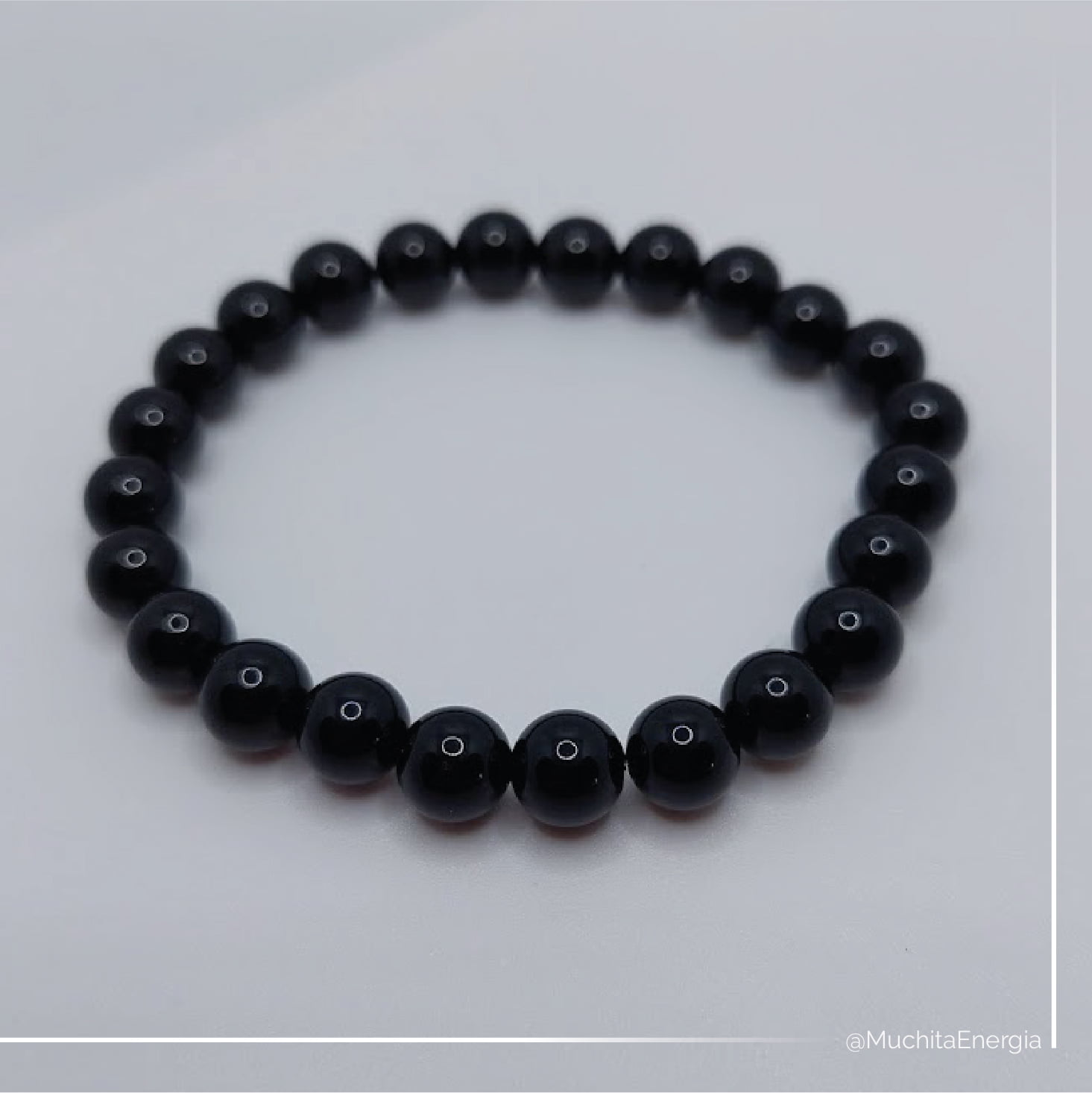 Pulsera elástica de Turmalina Negra Natural | 8 mm - Muchita Energía